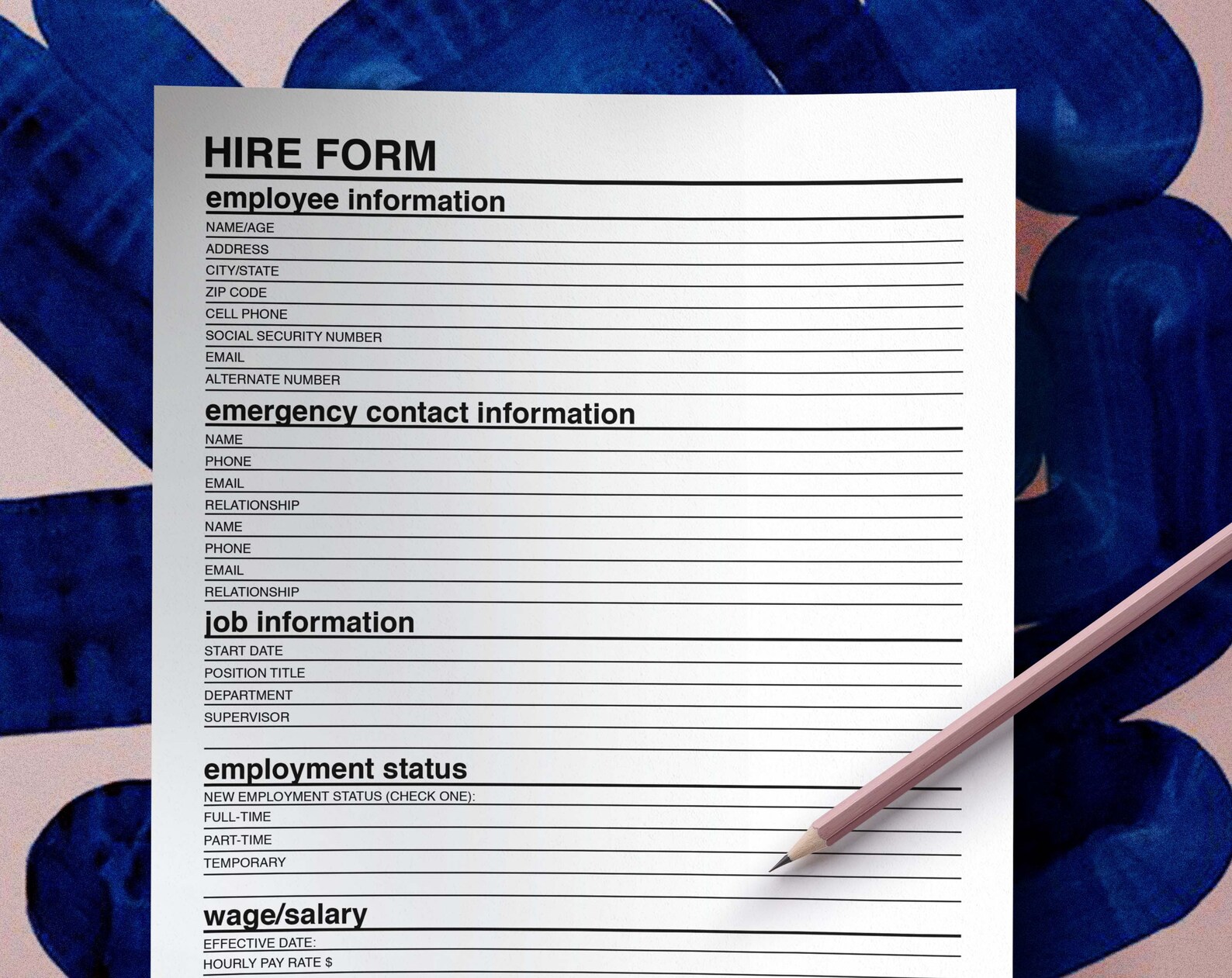 Printable HR Hire Form PDF - Etsy