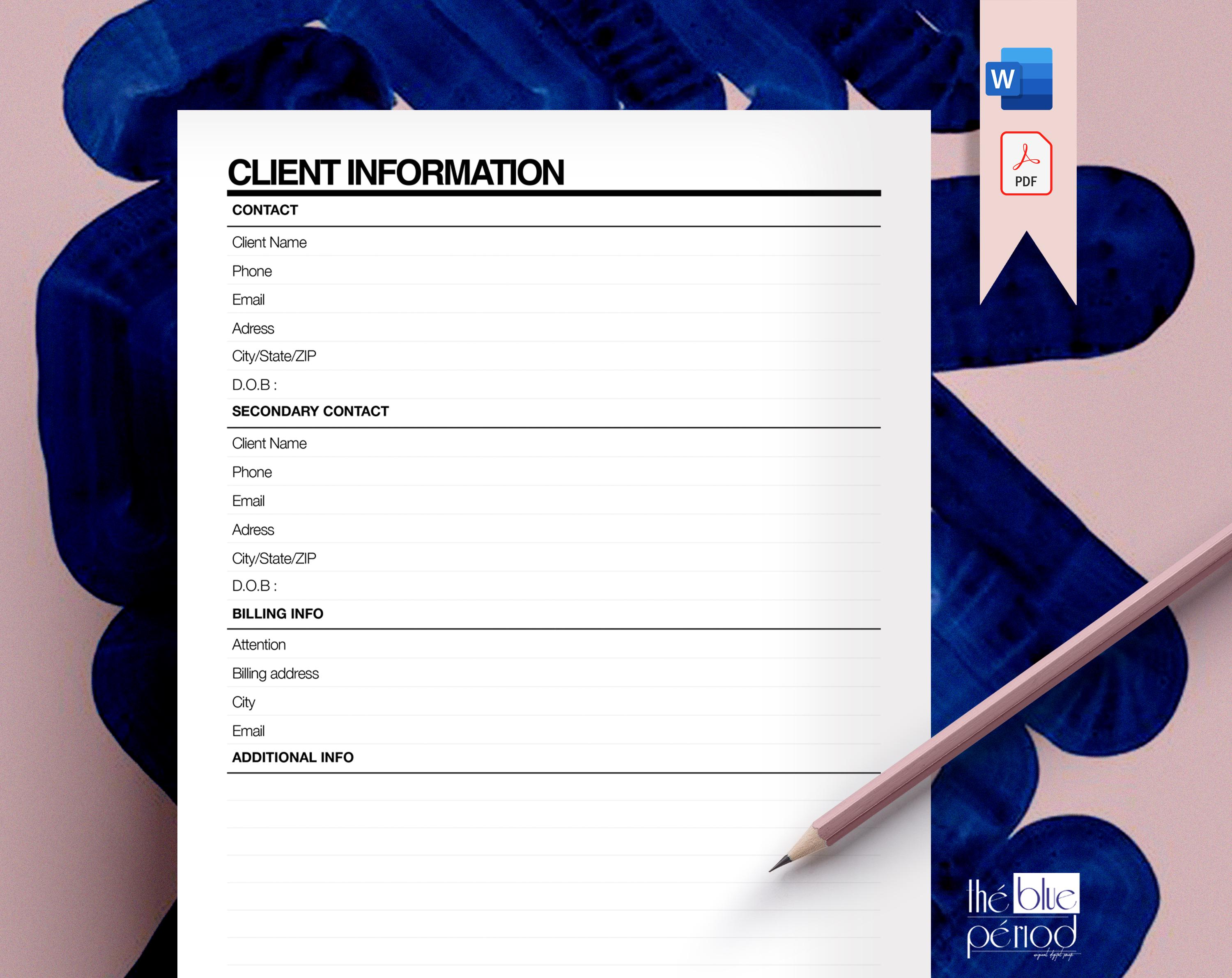 Editable Client Information Form - Etsy