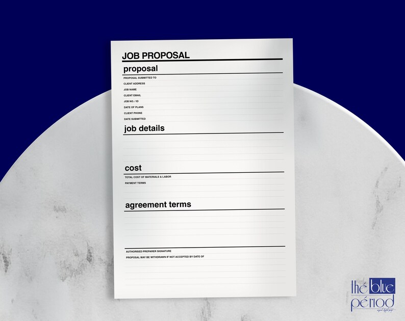 Editable Job Proposal Form - Etsy