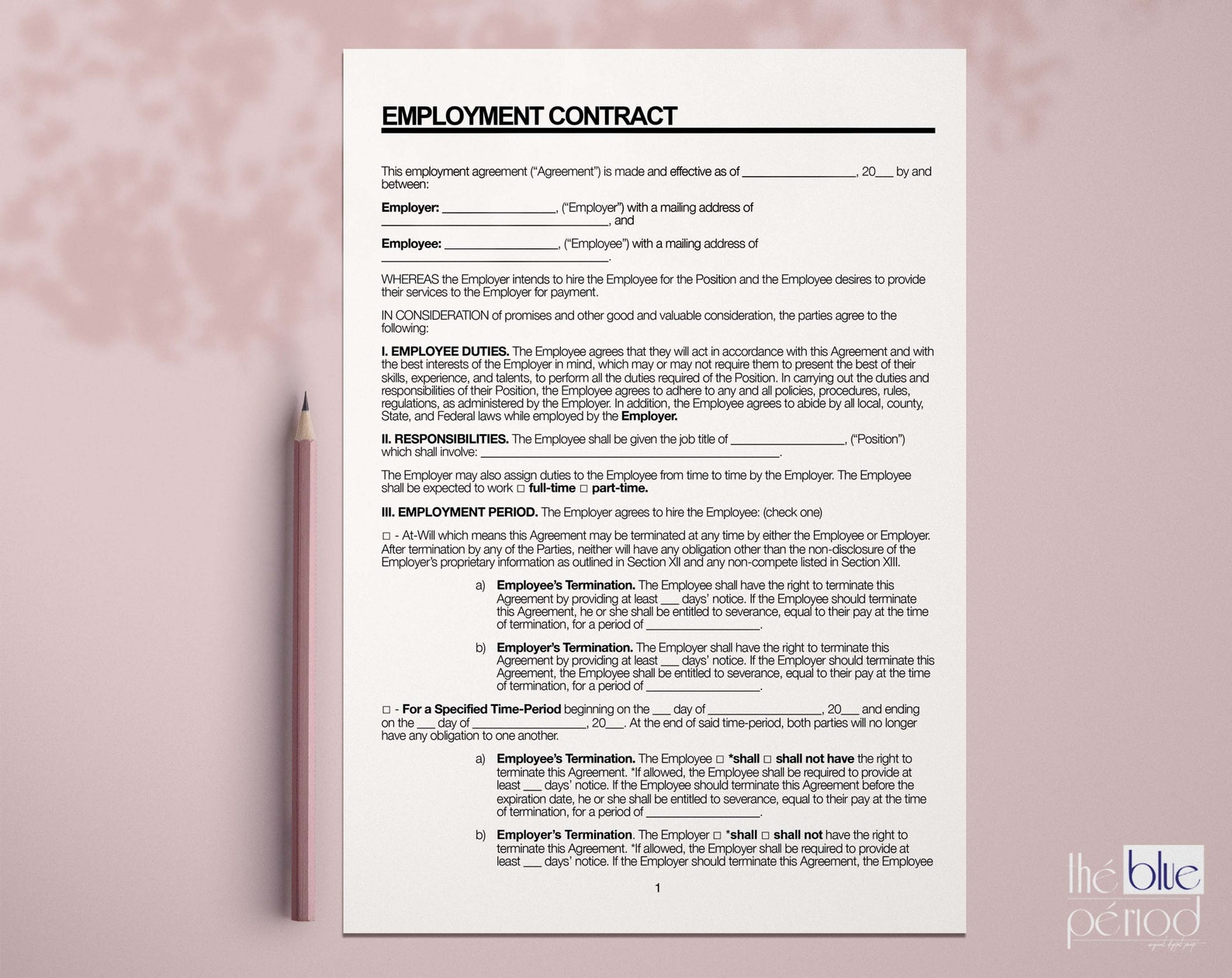 Editable Employment Contract Template - Etsy