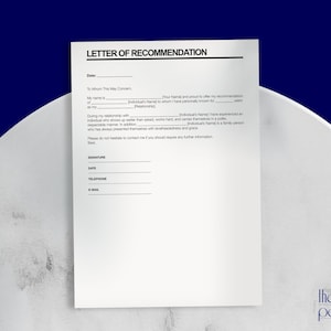 Editable Letter of Recommendation - Etsy