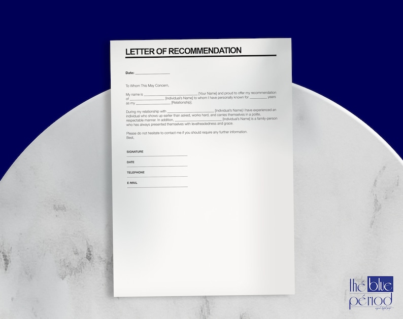 Editable Letter of Recommendation - Etsy