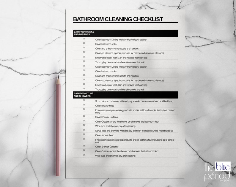 Editable Bathroom Cleaning Checklist - Etsy