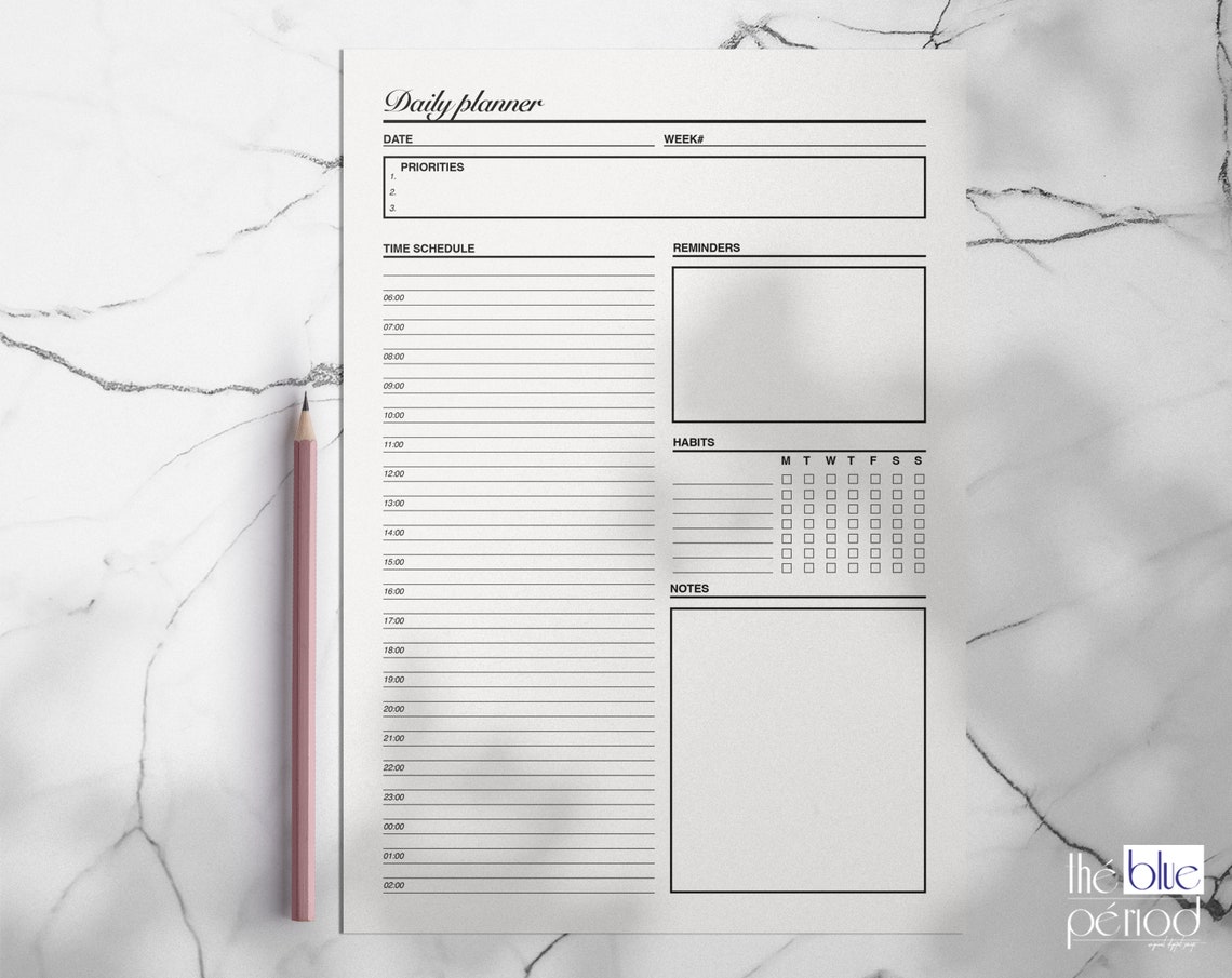Printable Daily Planner, 3 Options PDF - Etsy