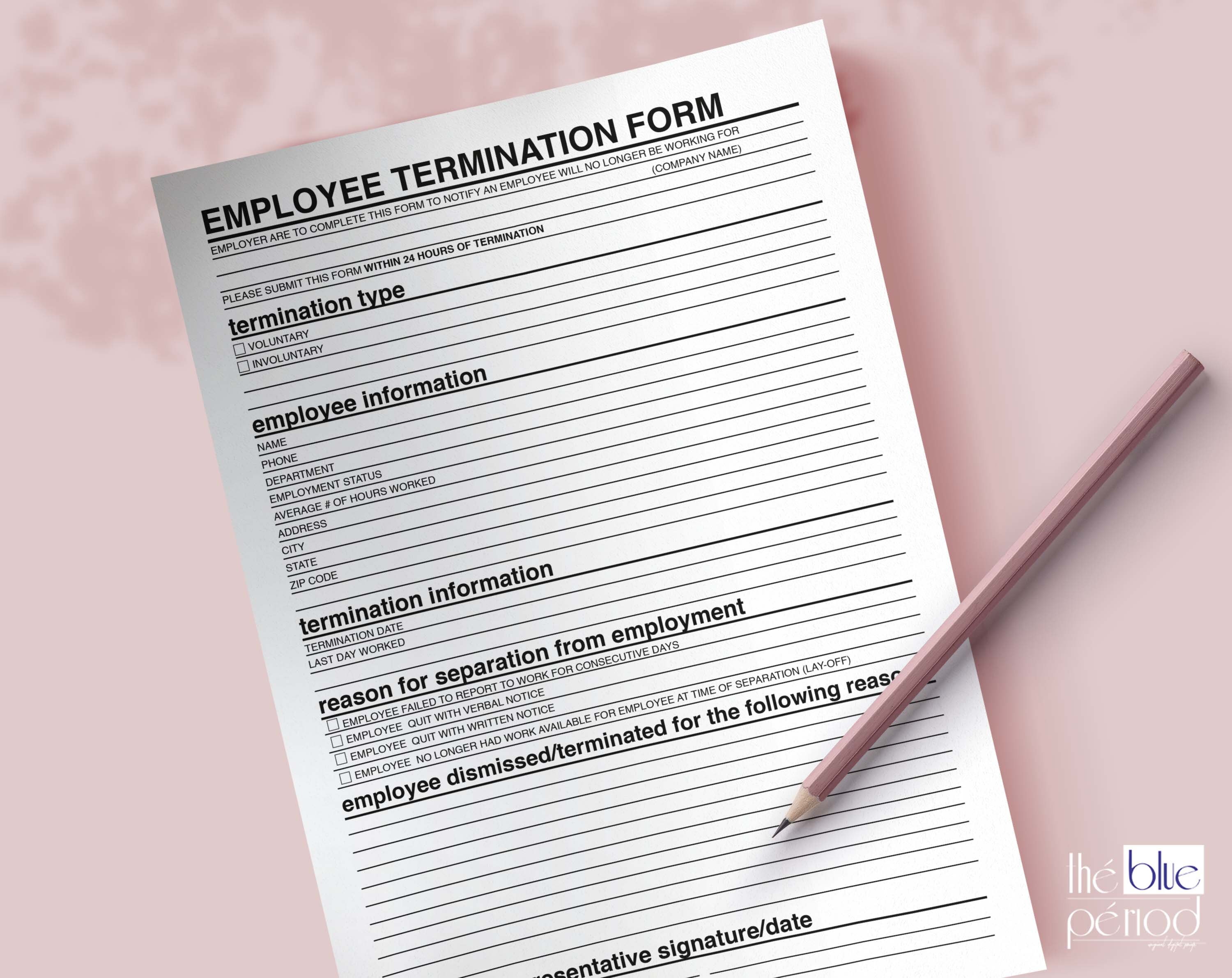 Printable Employee Termination Form - Etsy