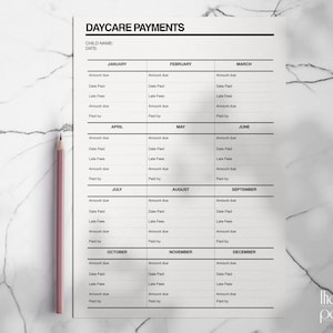 Editable Daycare Payments Form - Etsy