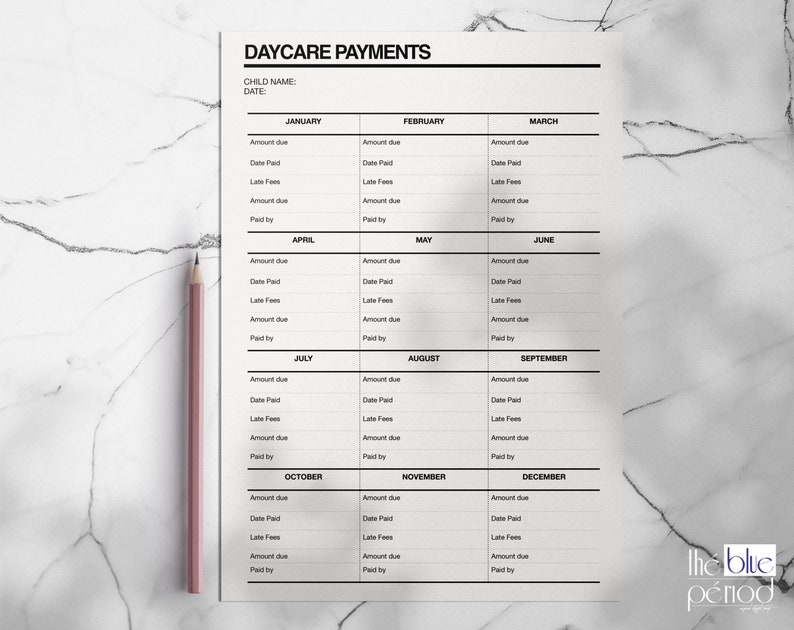 Editable Daycare Payments Form - Etsy