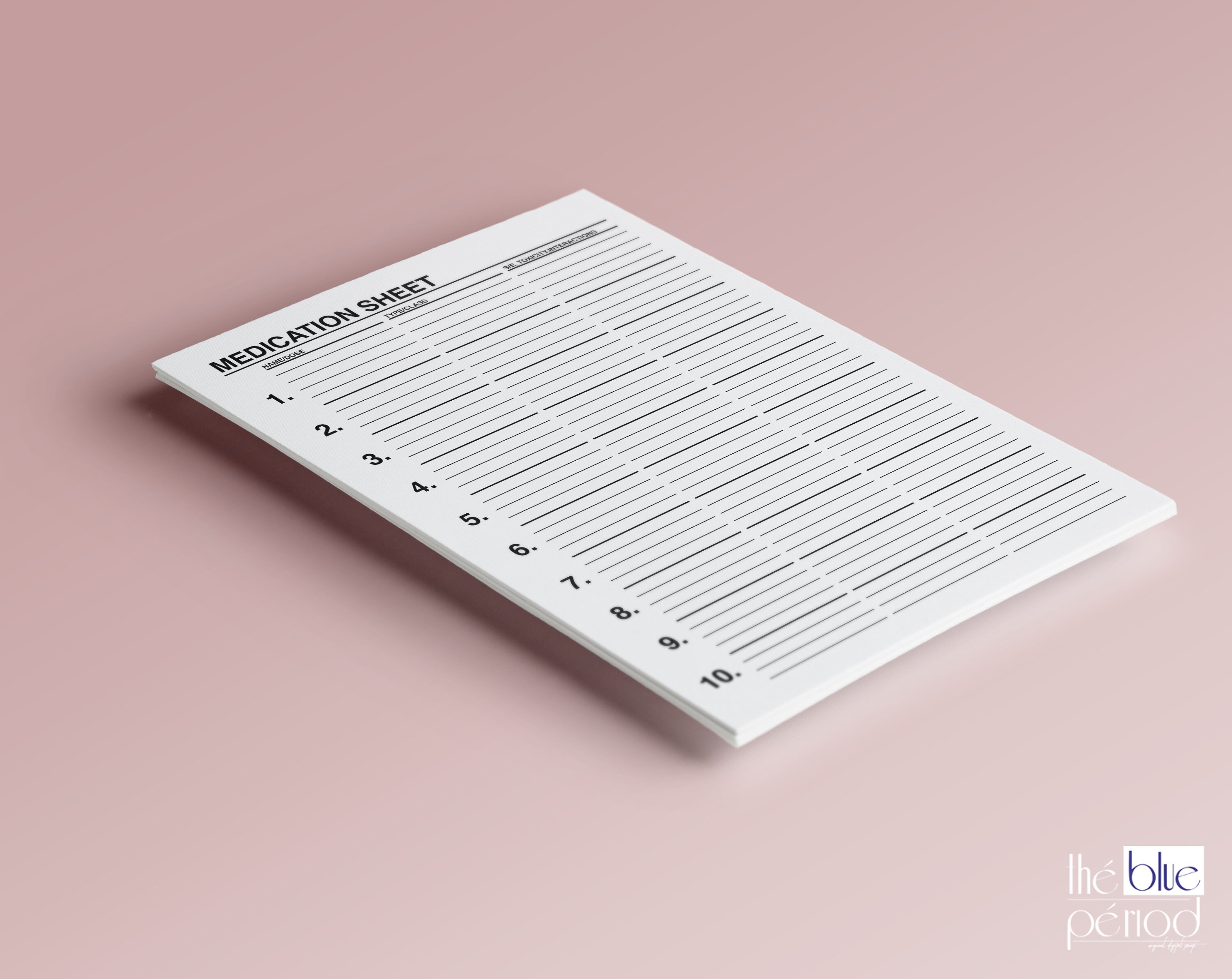 Printable Medication Sheet, 10 Medications Sheet - Etsy
