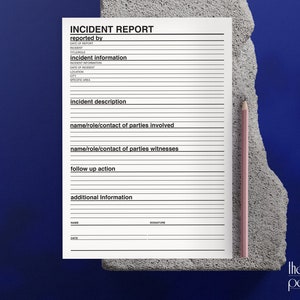Printable Incident Report Card - Etsy