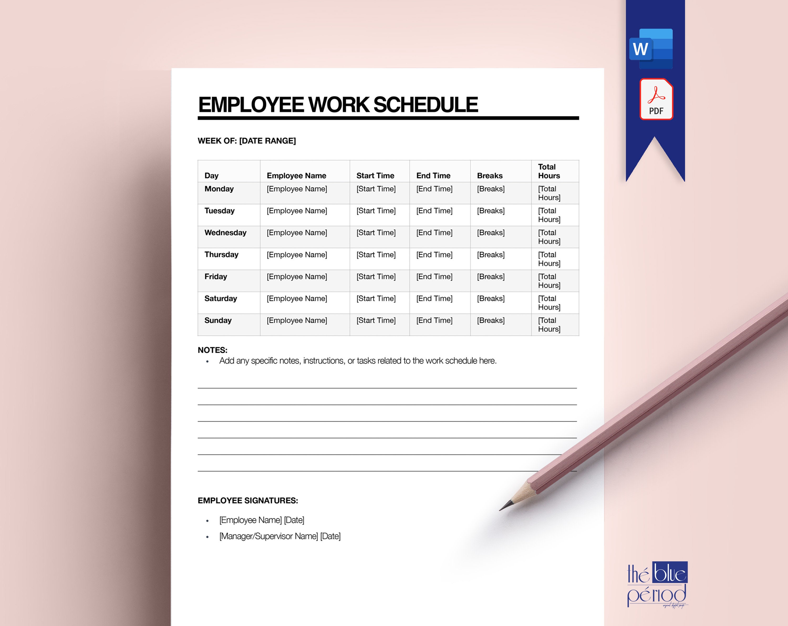 Editable Employee Work Schedule - Etsy