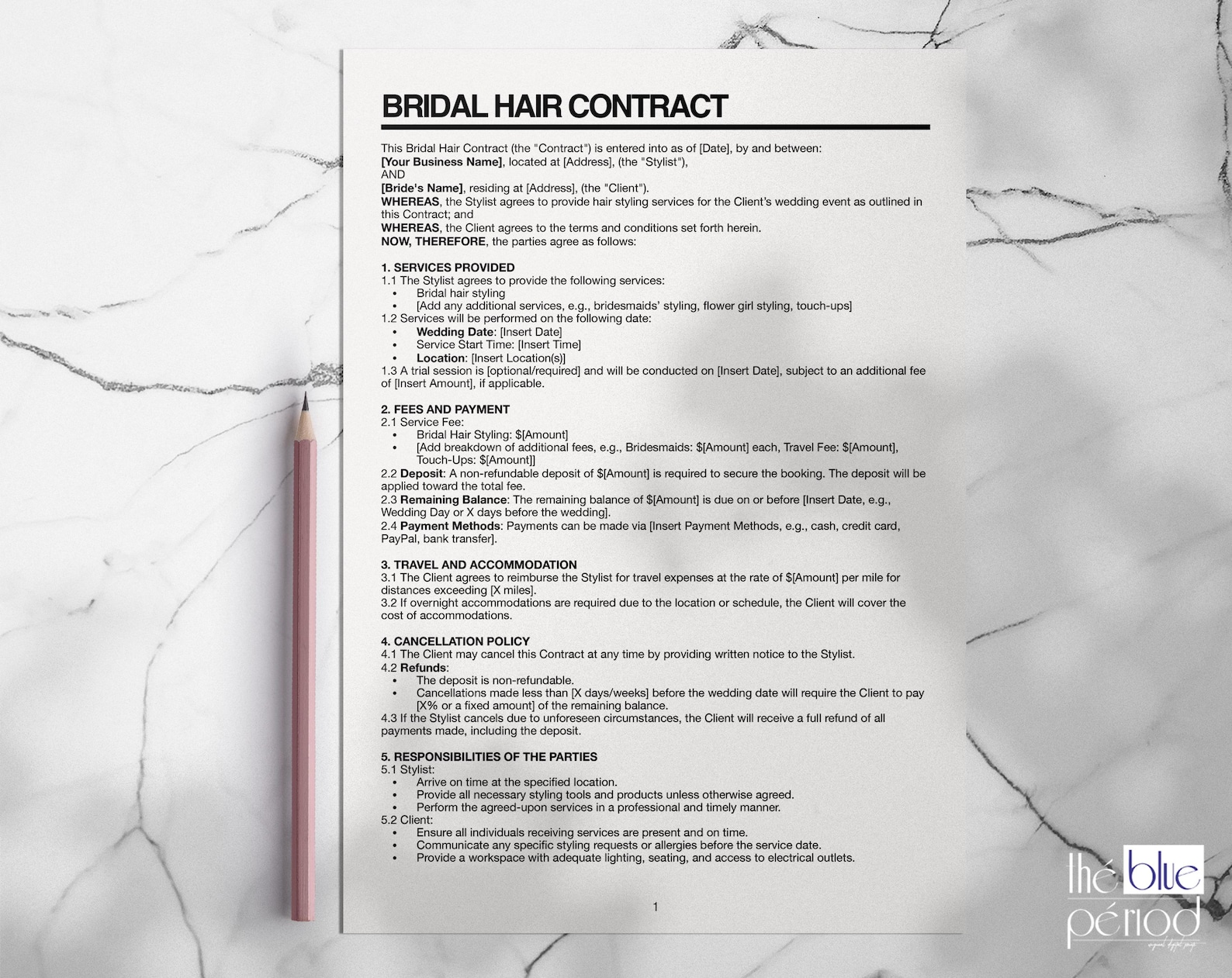Editable Bridal Hair Contract Template - Etsy