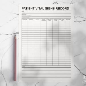 Nurse Patient Vital Signs Record Sheet PDF - Etsy
