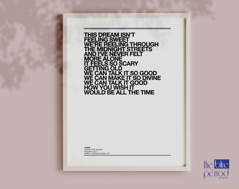 Lorde Poster, Ribs Lyrics Digital Wall Art - Etsy