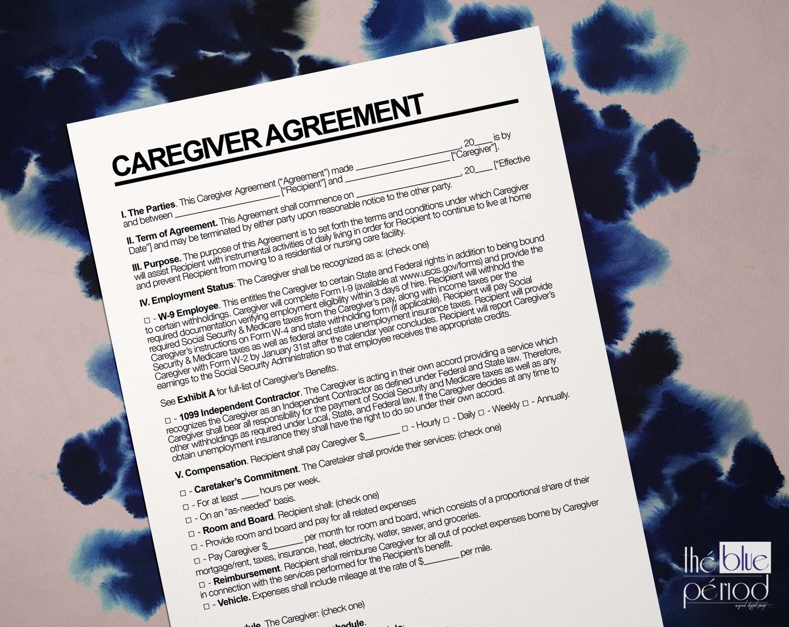 Editable Caregiver Contract - Etsy