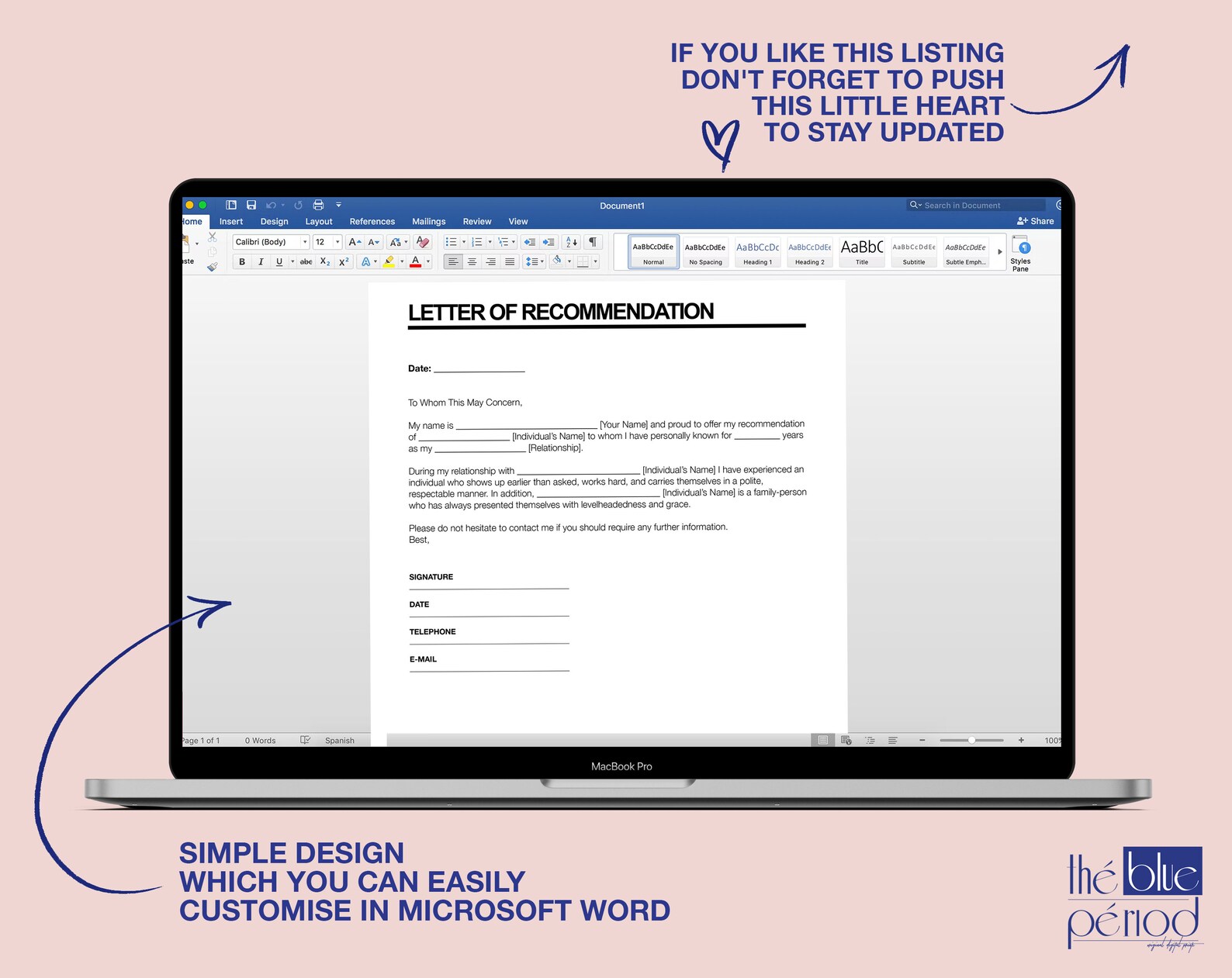 Editable Letter of Recommendation - Etsy