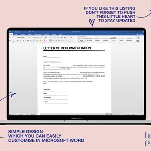 Editable Letter of Recommendation - Etsy