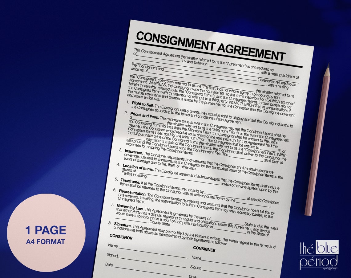 Editable Consignment Agreement - Etsy