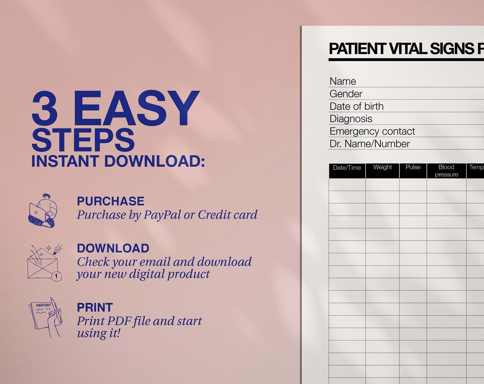 Editable Vital Signs Record Form - Etsy