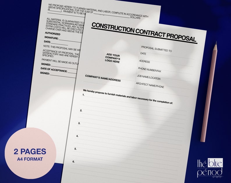Editable Construction Contract Proposal - Etsy