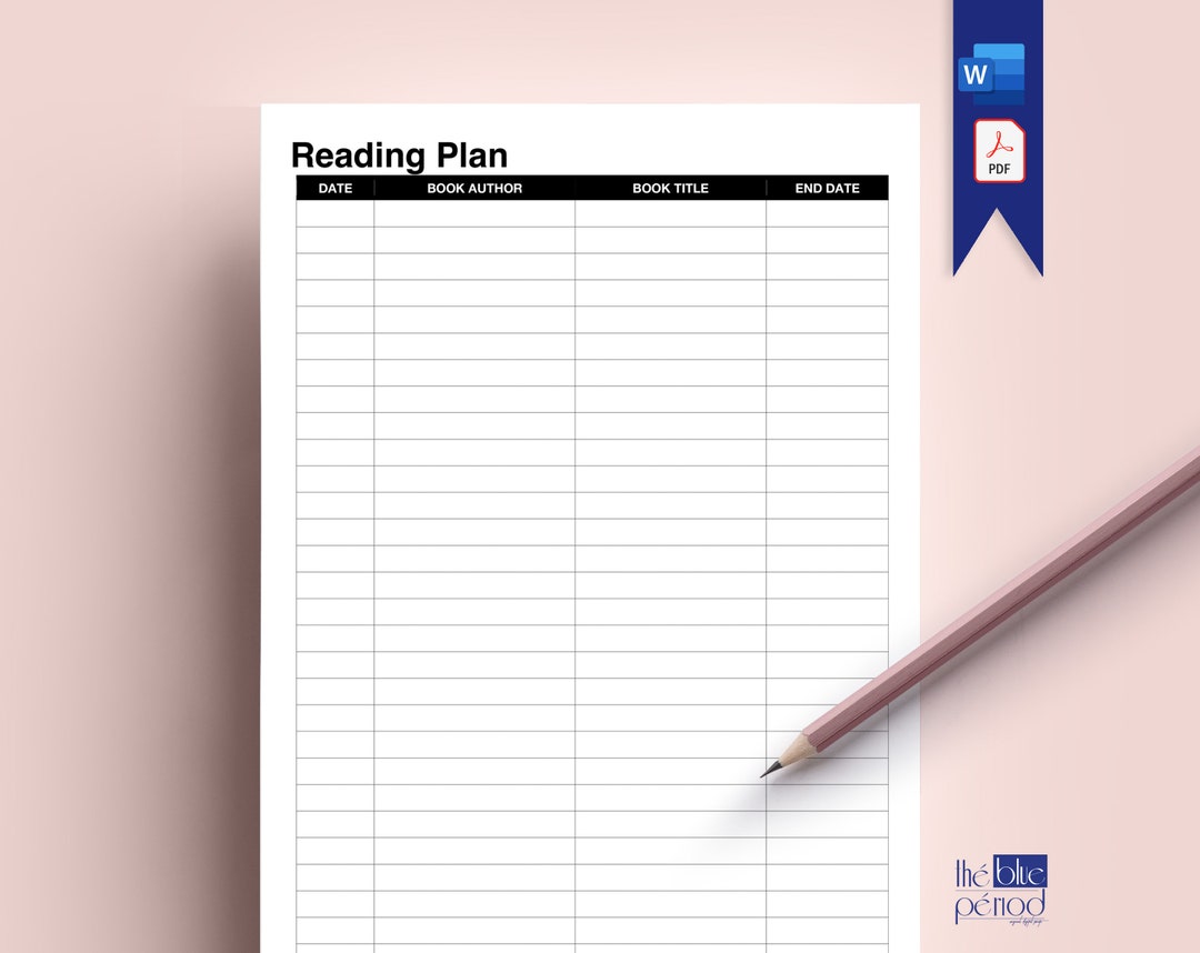 Editable Reading Plan - Etsy