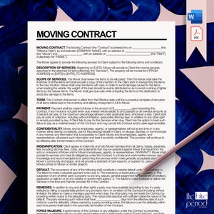 Editable Moving Contract - Etsy