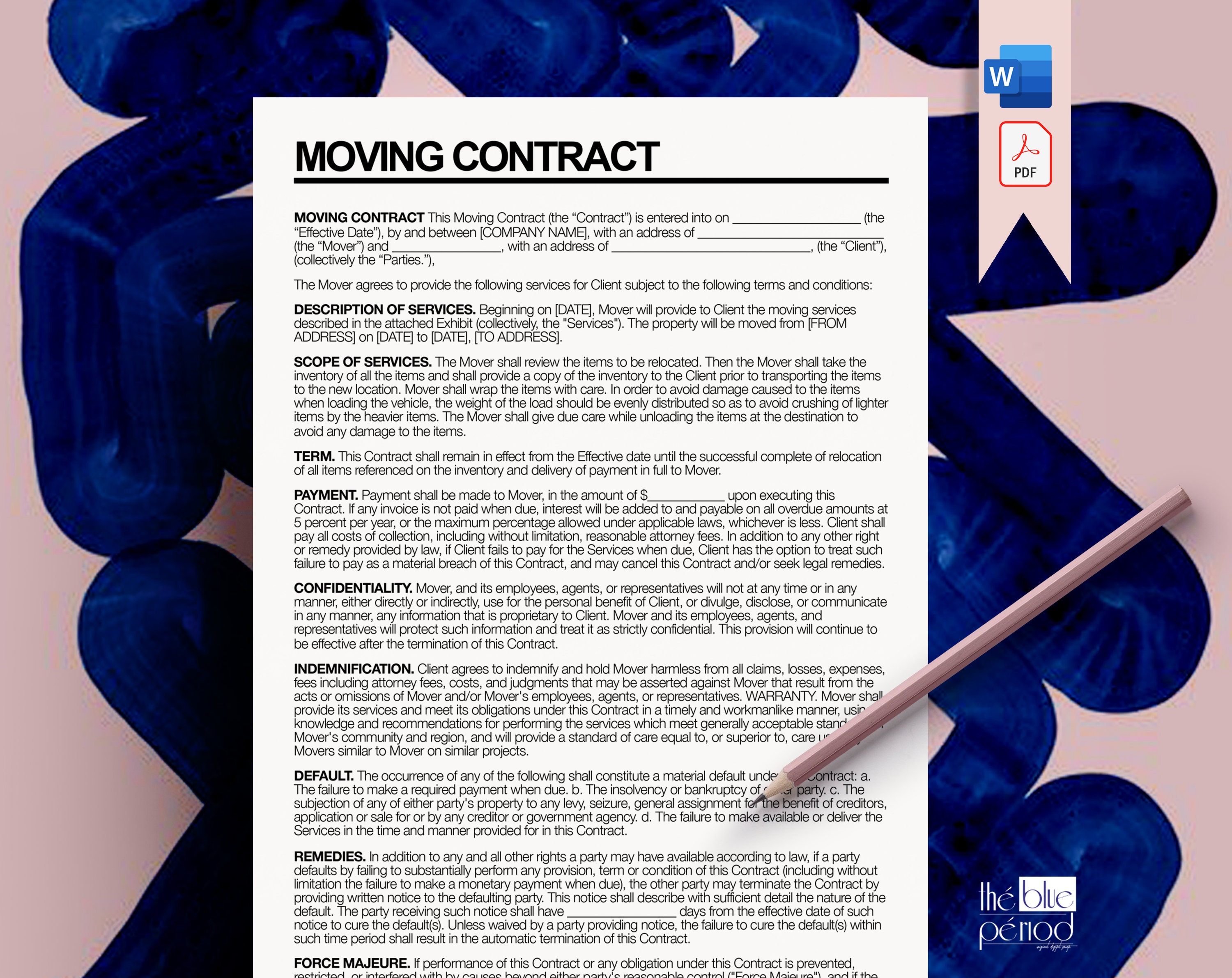 Editable Moving Contract - Etsy