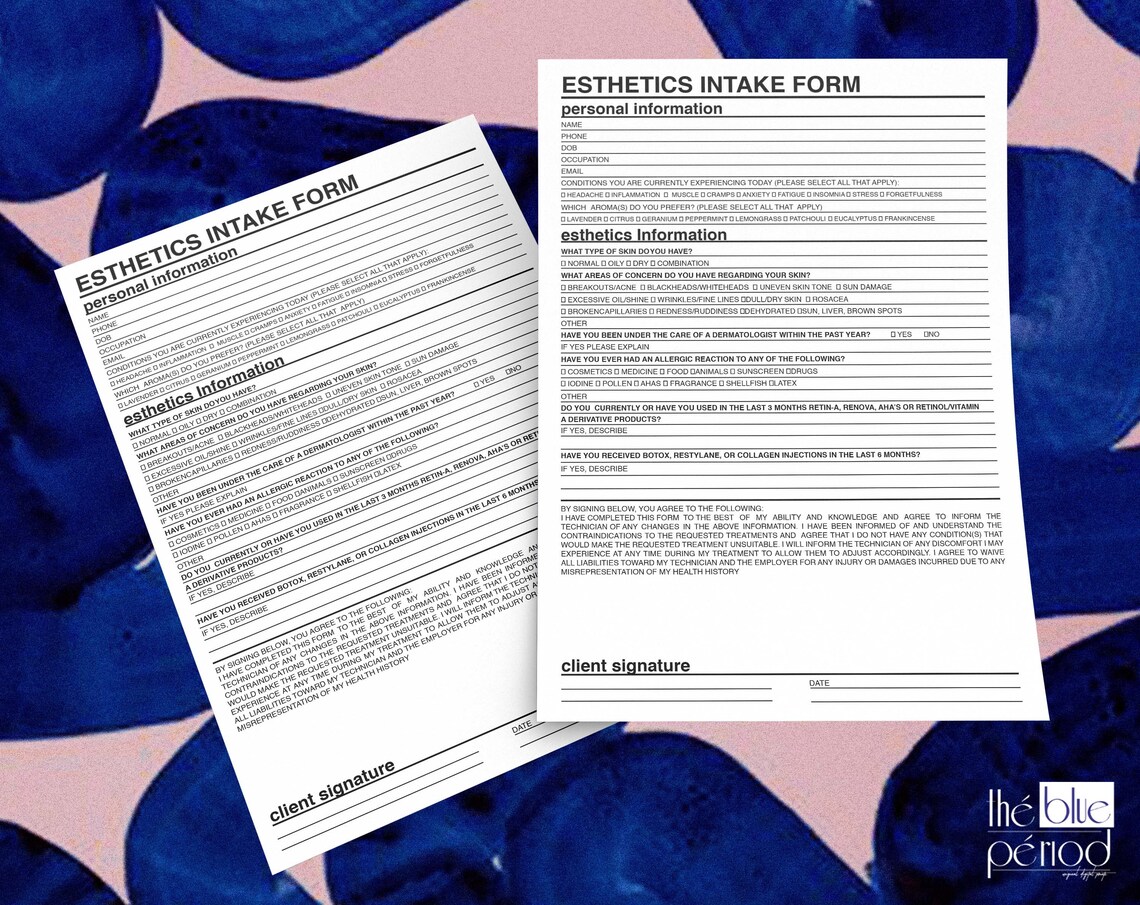 Printable Esthetics Intake Form - Etsy