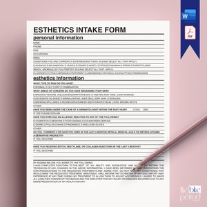 Printable Esthetics Intake Form - Etsy