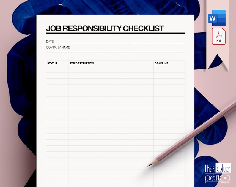 Job Responsibility Checklist - Etsy