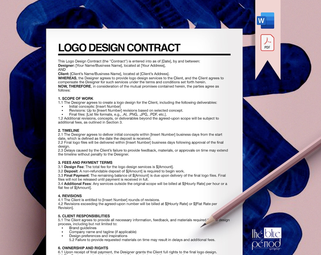 Logo Design Contract Template, Editable Agreement Form, Graphic ...