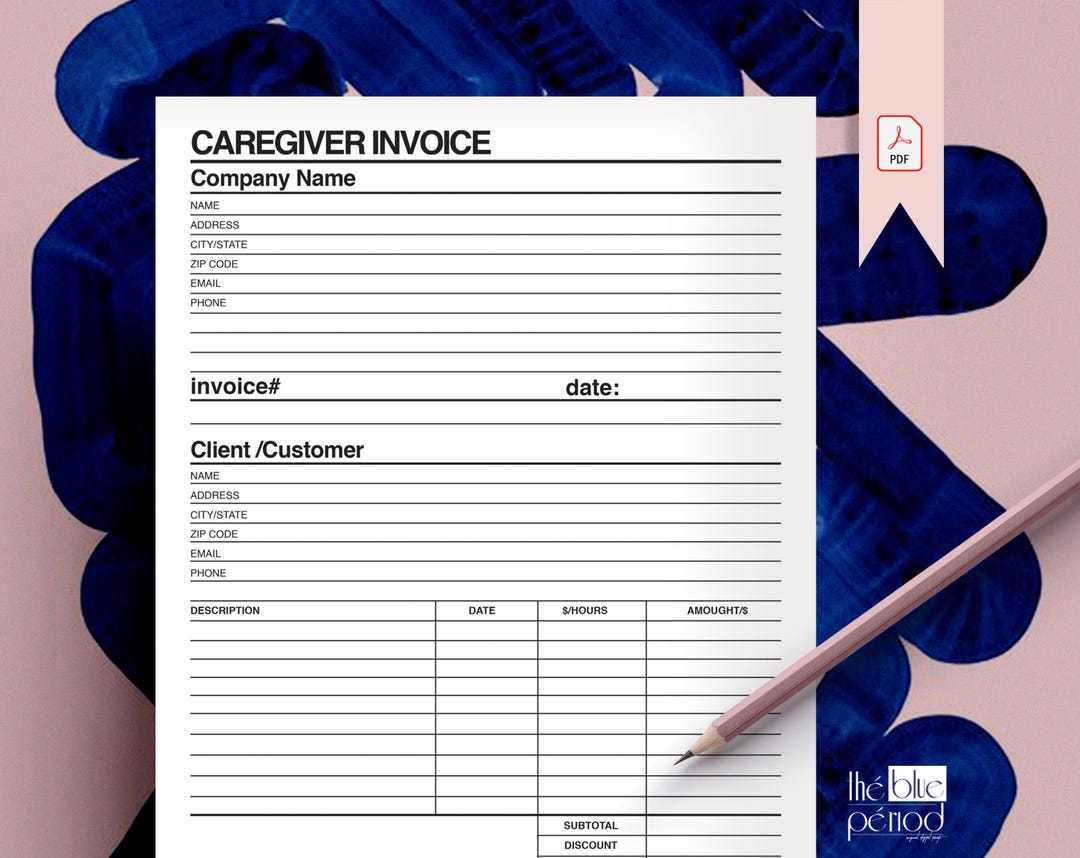 Printable Caregiver Invoice - Etsy