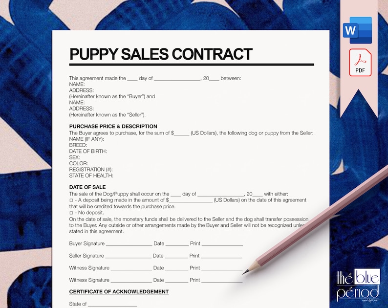Editable Puppy Sales Contract - Etsy