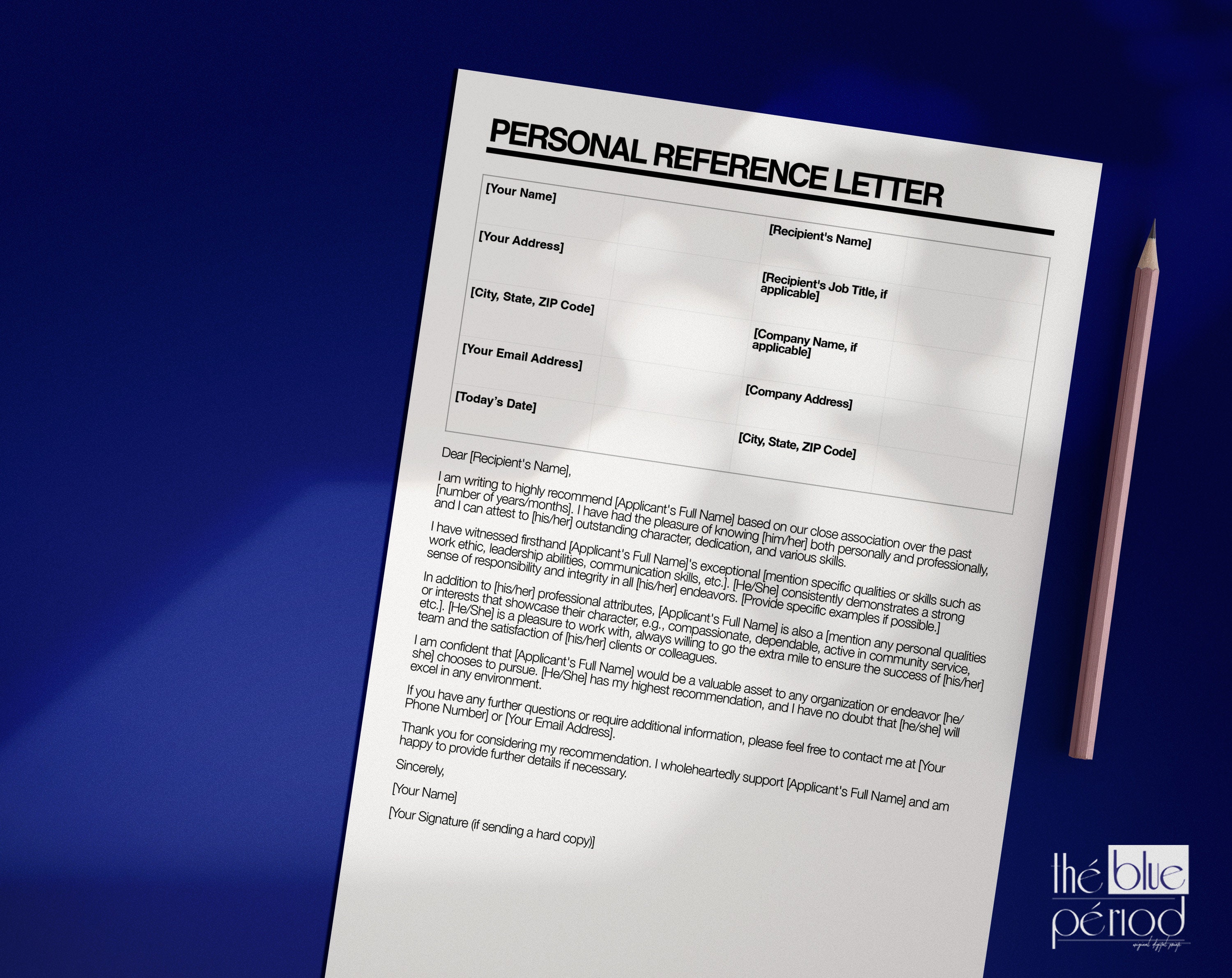Editable Personal Reference Letter Template - Etsy Australia