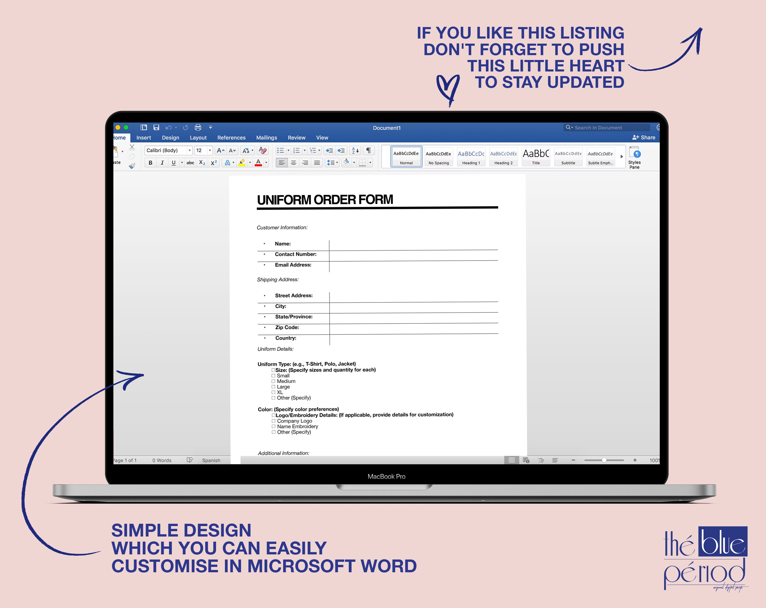 Editable Uniform Order Form - Etsy