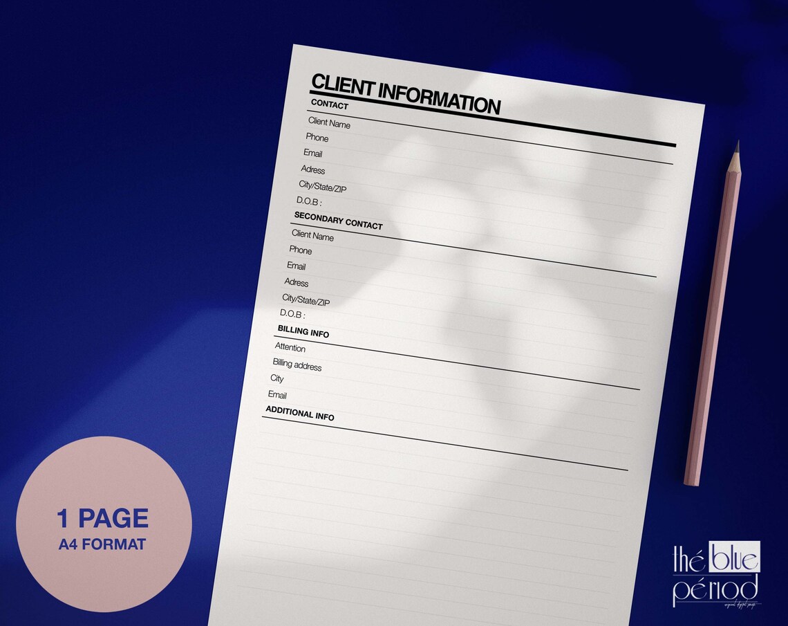 Editable New Client Information Form - Etsy