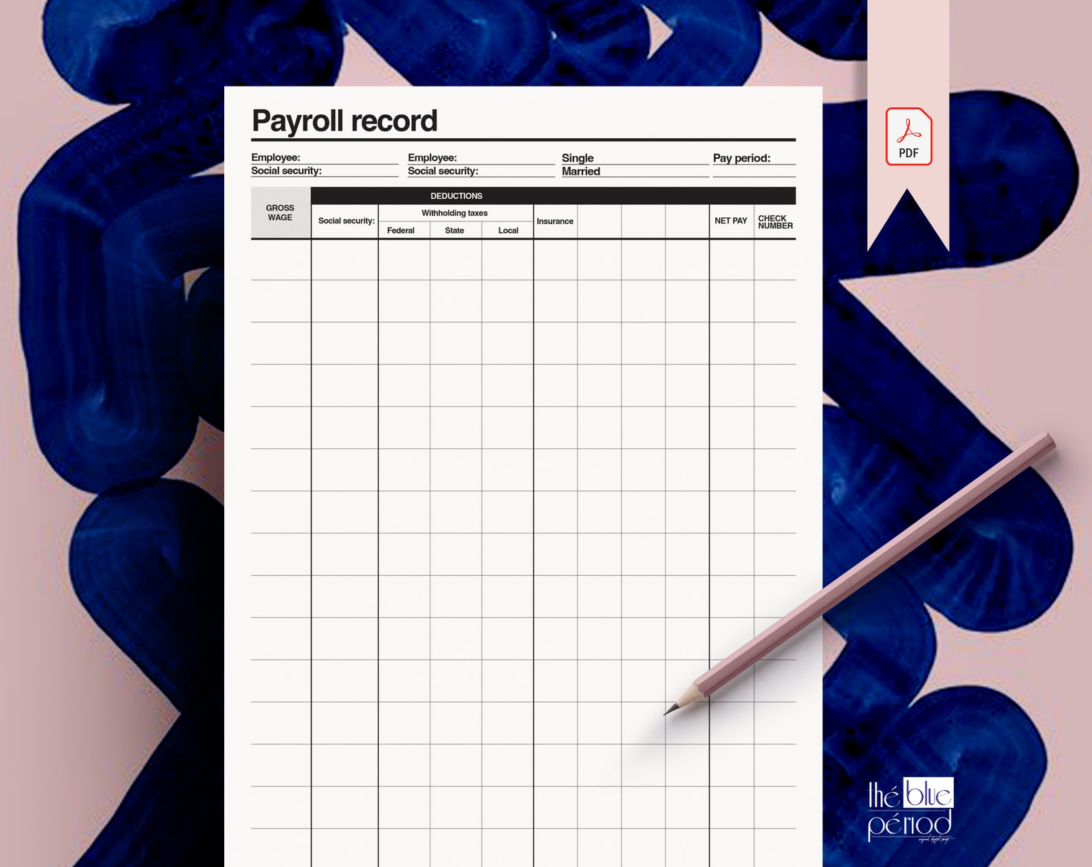 Printable Payroll Record Template - Etsy