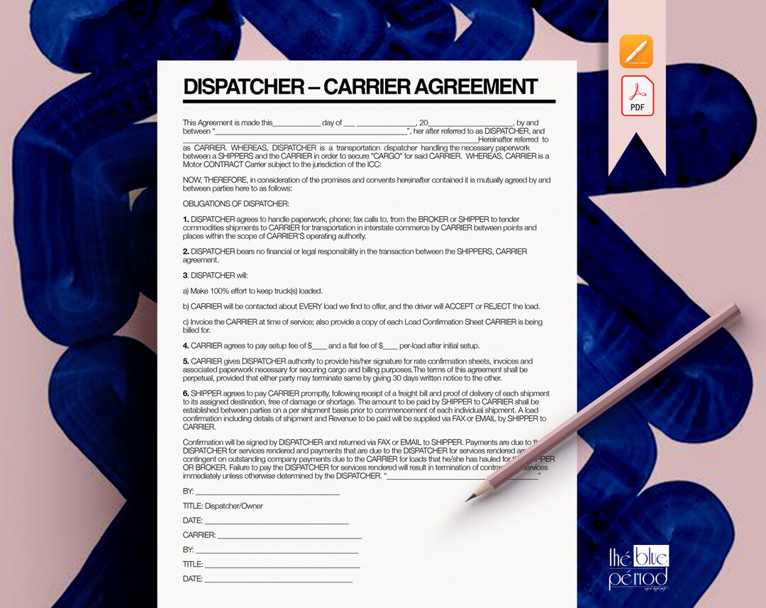 Editable Freight Dispatch Carrier Contract for Macos - Etsy
