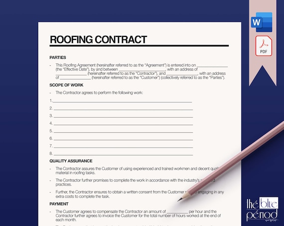 Editable Roofing Contract - Etsy