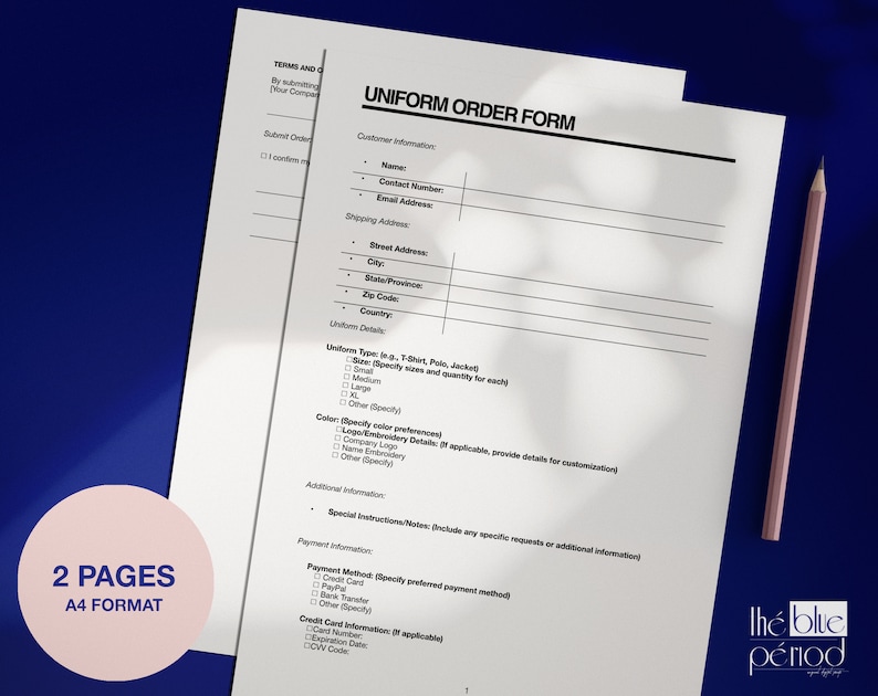 Editable Uniform Order Form - Etsy