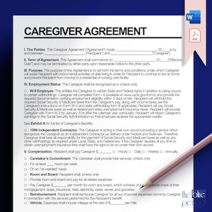Editable Caregiver Contract - Etsy