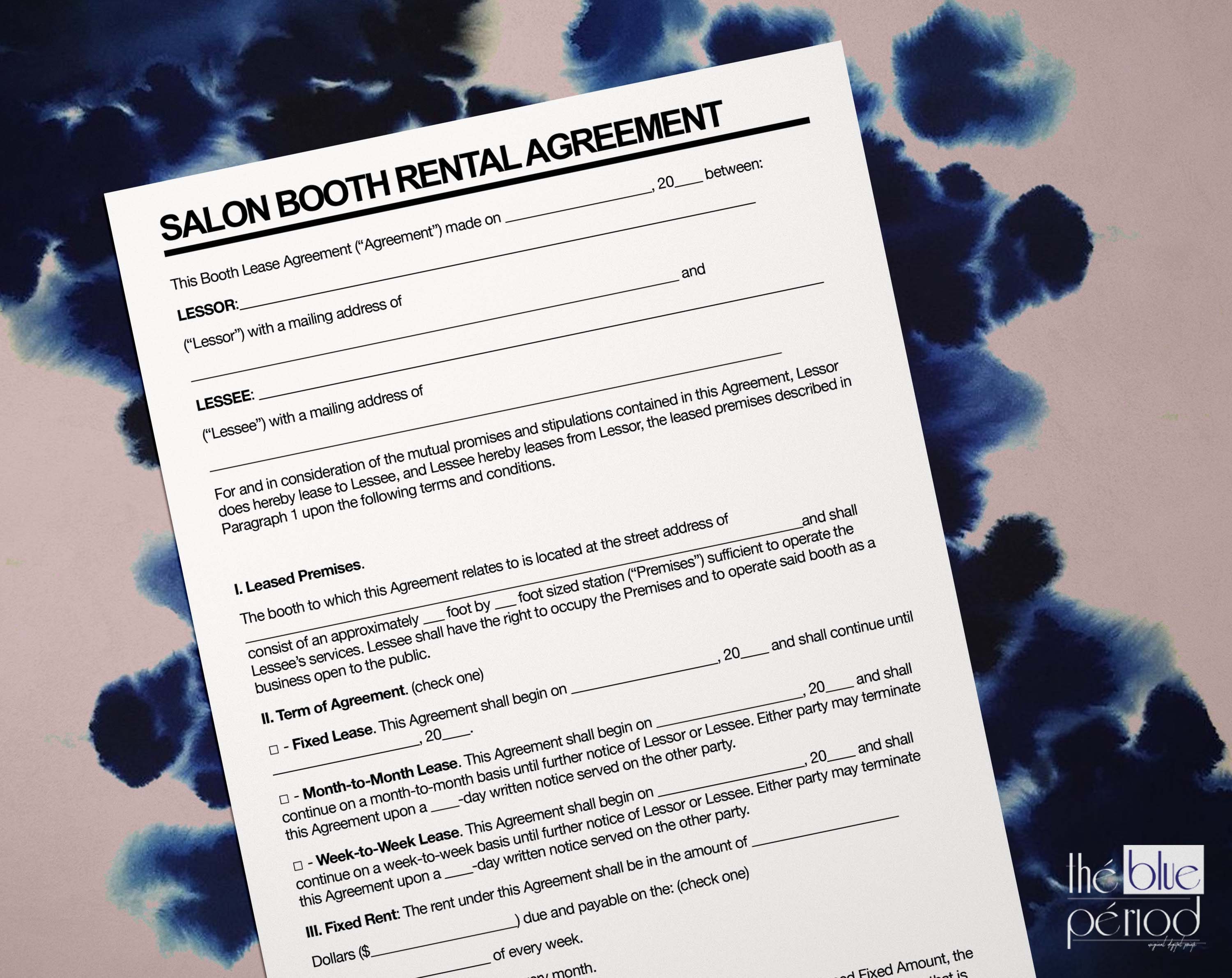 Editable Salon Booth Rental Agreement - Etsy