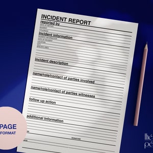 Printable Incident Report Card - Etsy Canada