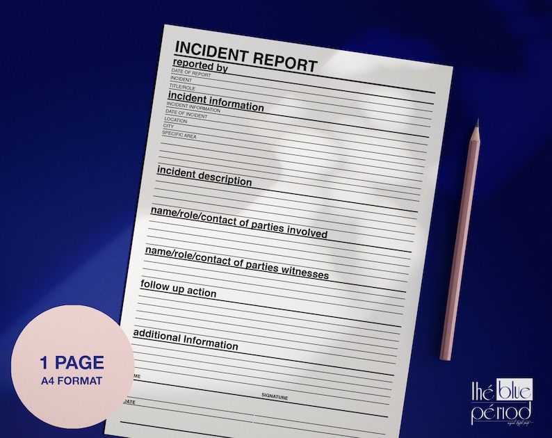 Printable Incident Report Card - Etsy