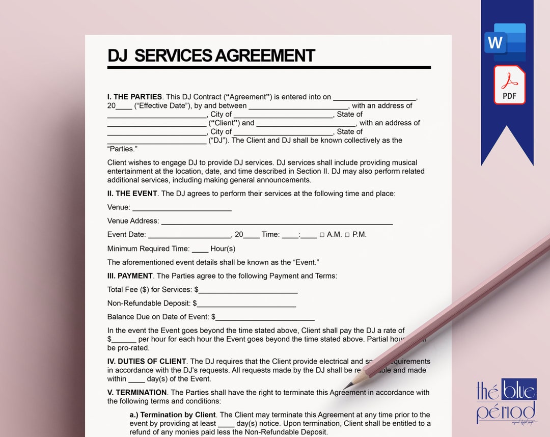 Editable DJ Service Agreement - Etsy