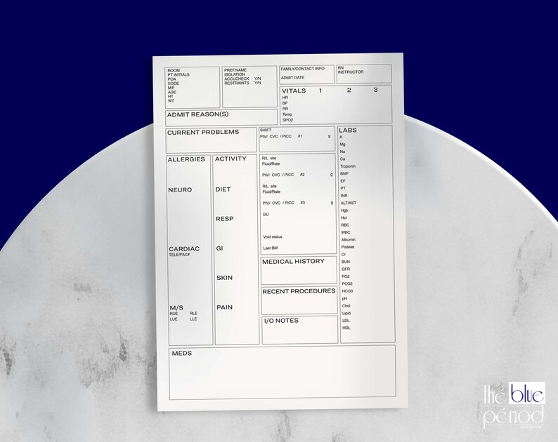 Printable Neuro Nurse Report Sheet - Etsy