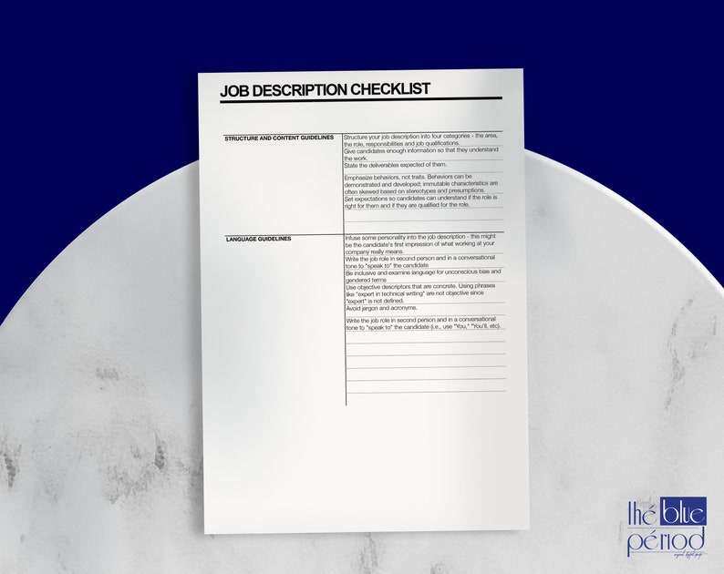 Editable Job Description Checklist - Etsy