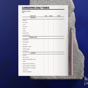 Editable Caregiving Daily Tasks Template, In-home Caregiver Tasks ...