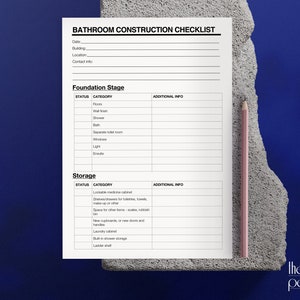 Editable Bathroom Construction Checklist - Etsy