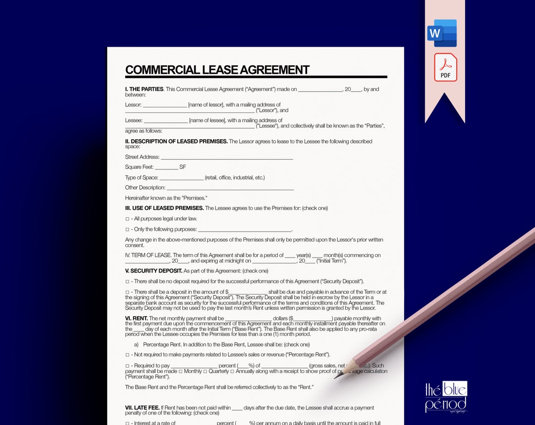 Editable Commercial Lease Agreement - Etsy