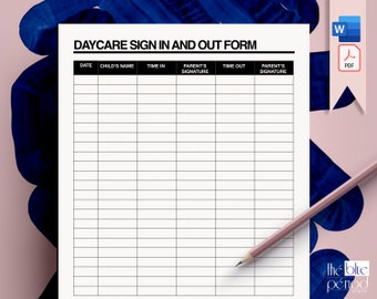 Daycare Sign in and Out Printable Form, Parent Sign-in Sheet, Day Care ...